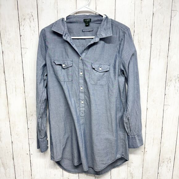J. Crew | Tops | J Crew Womens S Chambray Long Sleeves Light Denim ...